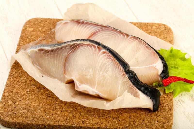 Raw shark steak stock image. Image of barbecue, white - 112200403