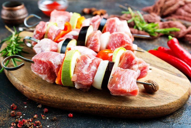 Raw kebab stock photo. Image of rustic, grill, marinated - 147910540