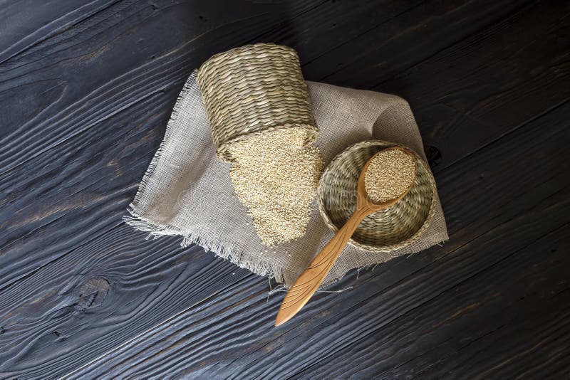 The Raw Kinwa on a Wooden Table Stock Photo - Image of ingredient ...