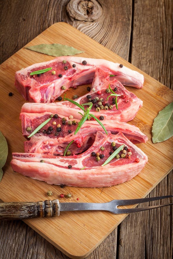 Raw Lamb Chop Ready for Frying. Stock Image - Image of pepper, sheep ...