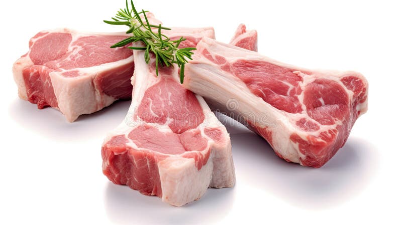 Raw Lamb Chops Isolated on White Background Stock Illustration ...