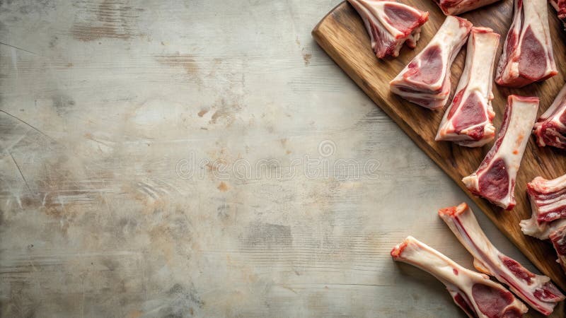 Raw Lamb Chops on a Wooden Board, Rustic Kitchen Setting. Generative AI ...