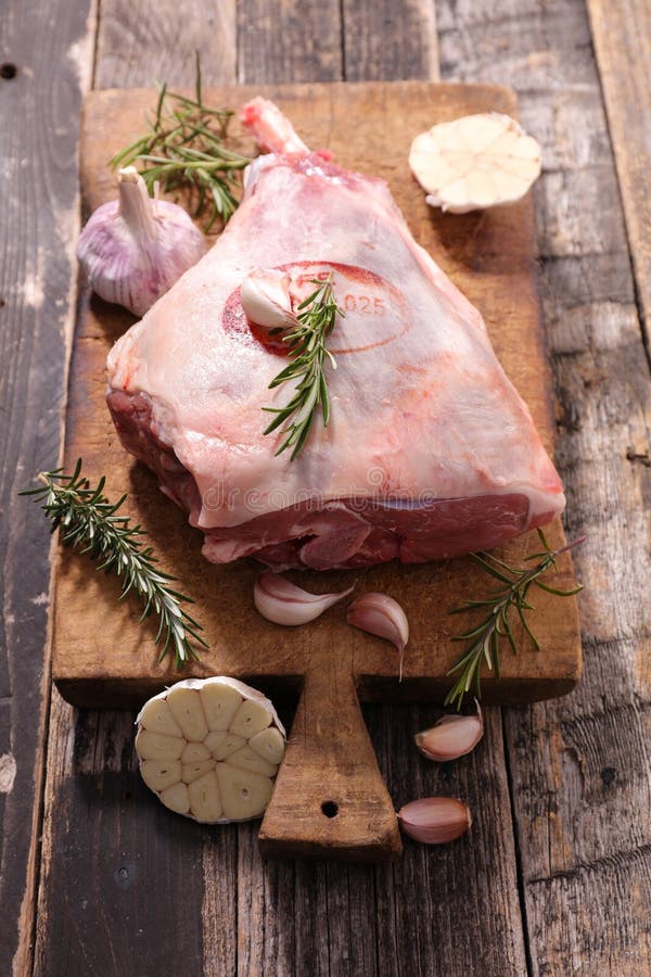 Raw lamb leg stock image. Image of herb, rosemary, cooking - 68351395