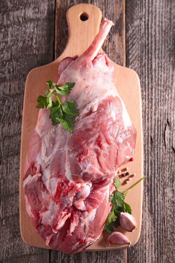 Raw lamb leg stock photo. Image of butchery, traditional - 68404842