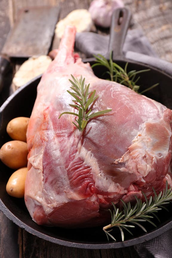 Raw lamb leg stock photo. Image of dinner, cooking, dining - 68351824