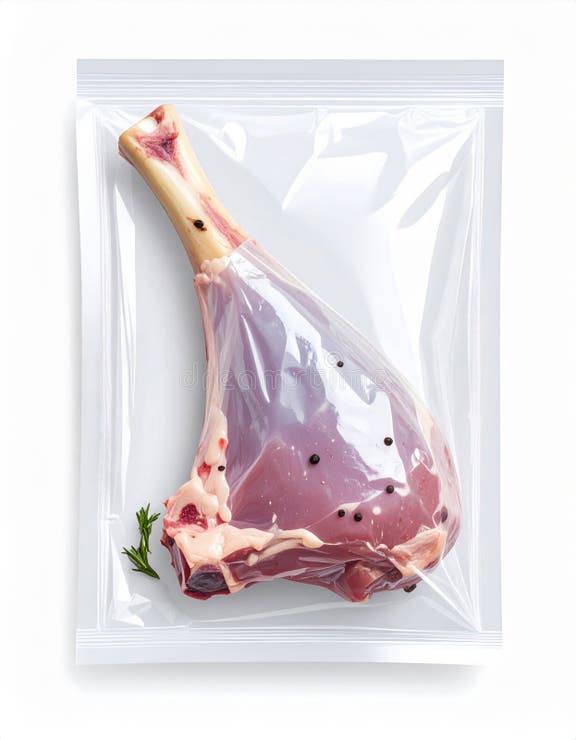 Raw Lamb Leg in Vacuum Sealed Packaging Stock Illustration ...