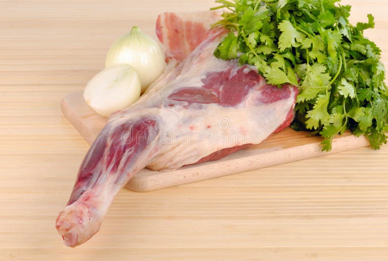 Raw lamb meat stock photo. Image of onion, spices, green - 20779856