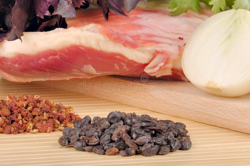 Raw lamb meat stock photo. Image of onion, spices, green - 20779856