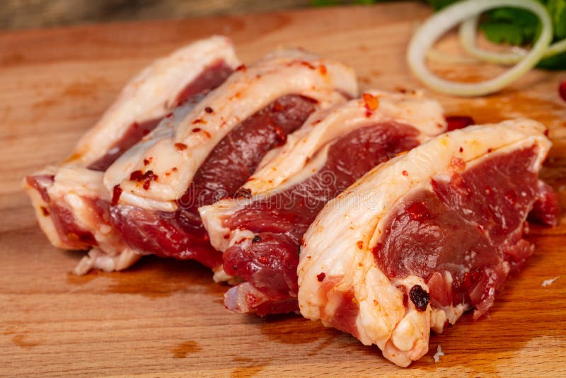 Raw lamb meat stock photo. Image of slice, boneless - 139209936