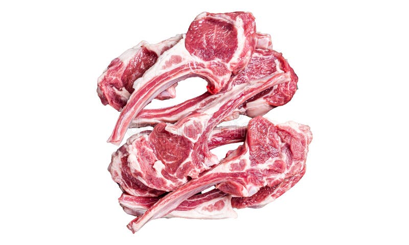 Raw Lamb Mutton Chop Steaks, Fresh Meat Cutlets on Butcher Table ...