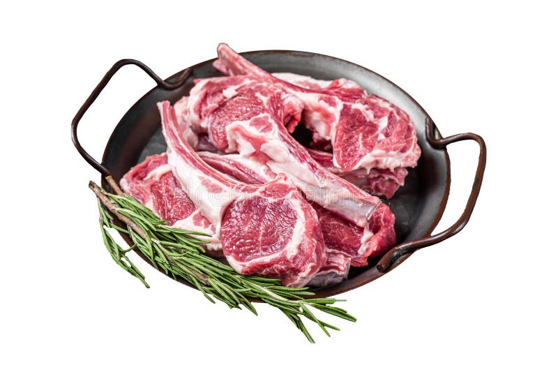 Raw Lamb Mutton Chop Steaks, Fresh Meat Cutlets Isolated on White ...
