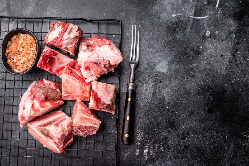 Raw Lamb Mutton Meat and Bones for Stew or Goulash. Black Background ...