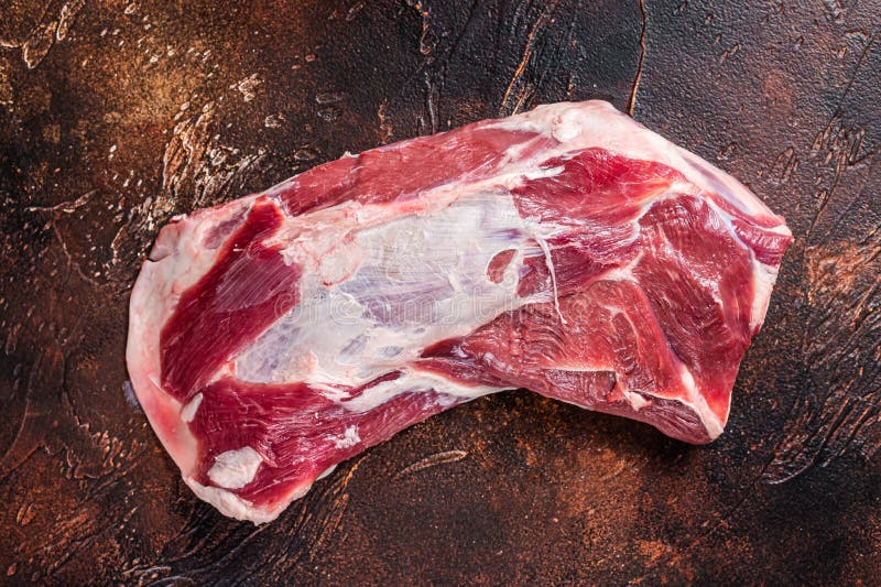 Raw Lamb Mutton Shoulder Meat on the Bone. Dark Background Stock Photo ...