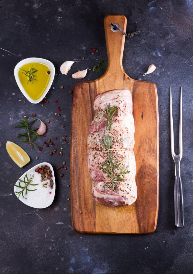 Raw lamb roll stock image. Image of seasoning, spice - 104991461