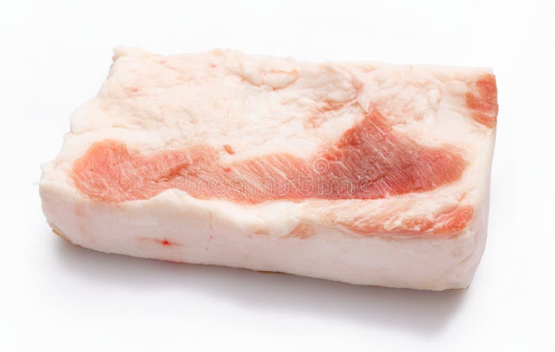 Raw Lard Piece on White Background, Pork Fat Stock Photo - Image of ...