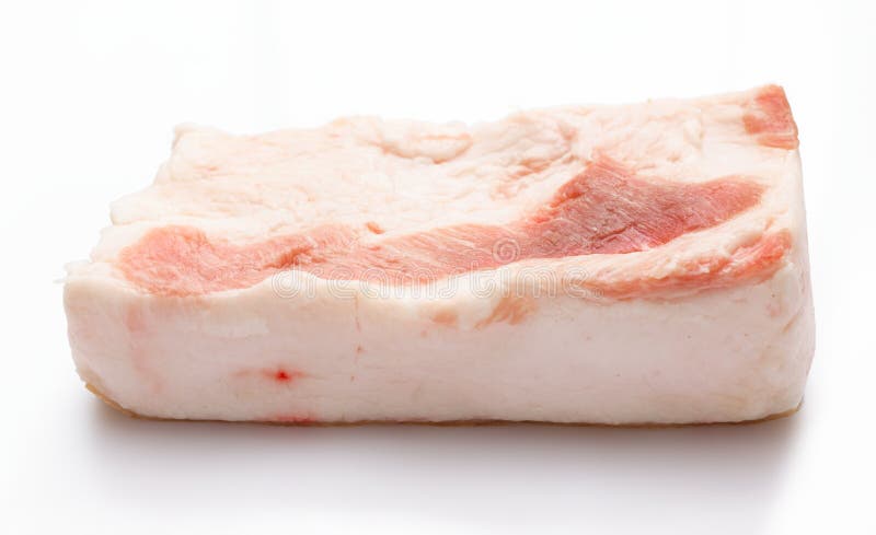 Raw Lard Piece on White Background, Pork Fat Stock Photo - Image of ...
