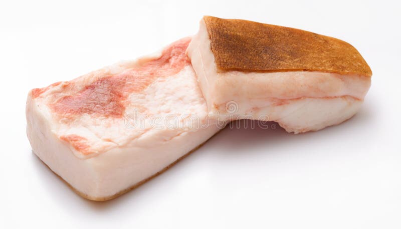 Raw Lard Two Pieces on White Background, Pork Fat Stock Photo - Image ...