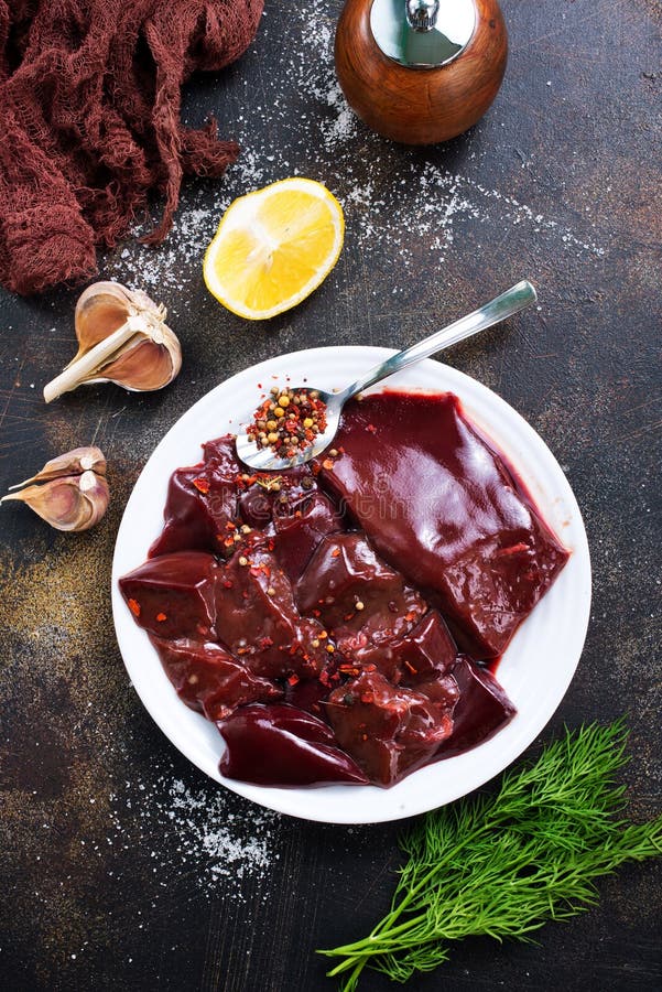 Raw liver stock photo. Image of nutrition, herb, cutting - 99624632