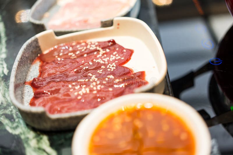 Raw of Liver Sprinkle Sesame Stock Image - Image of lunch, shabu: 384528979