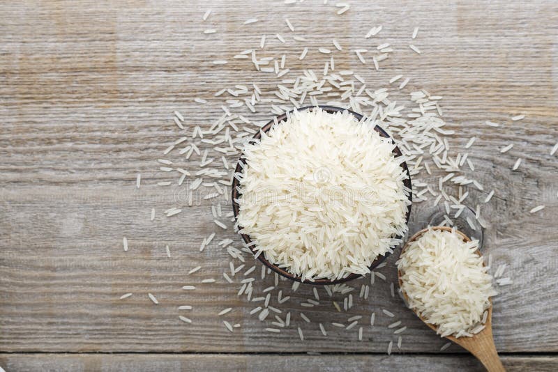 Raw rice top view stock image. Image of food, bowl, asian - 126964933