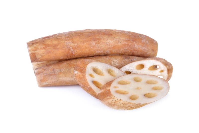 Raw Lotus Root on White Background Stock Photo - Image of food, herb ...