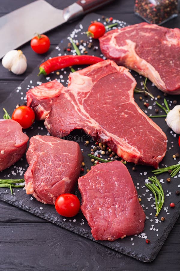 Raw Marble Beef ( Black Angus ) on Board Stock Photo - Image of angus ...