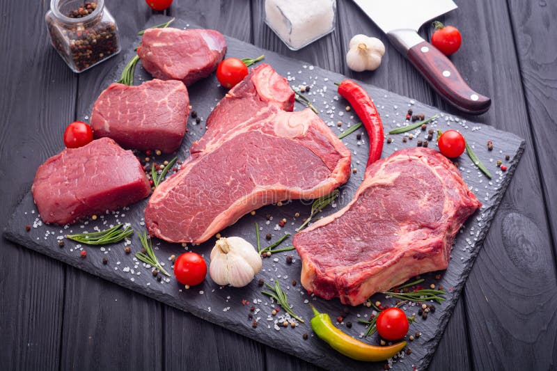 Raw Marble Beef ( Black Angus ) on Board Stock Image - Image of chateau ...