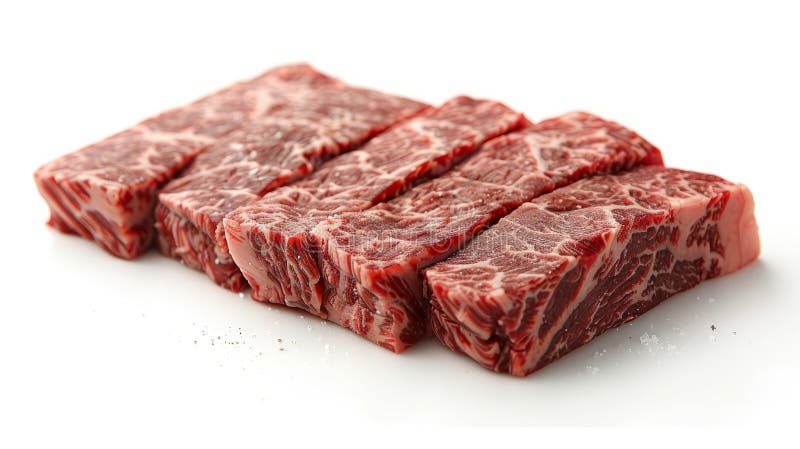 Raw Marbled Beef Steaks on White Stock Image - Image of prime ...