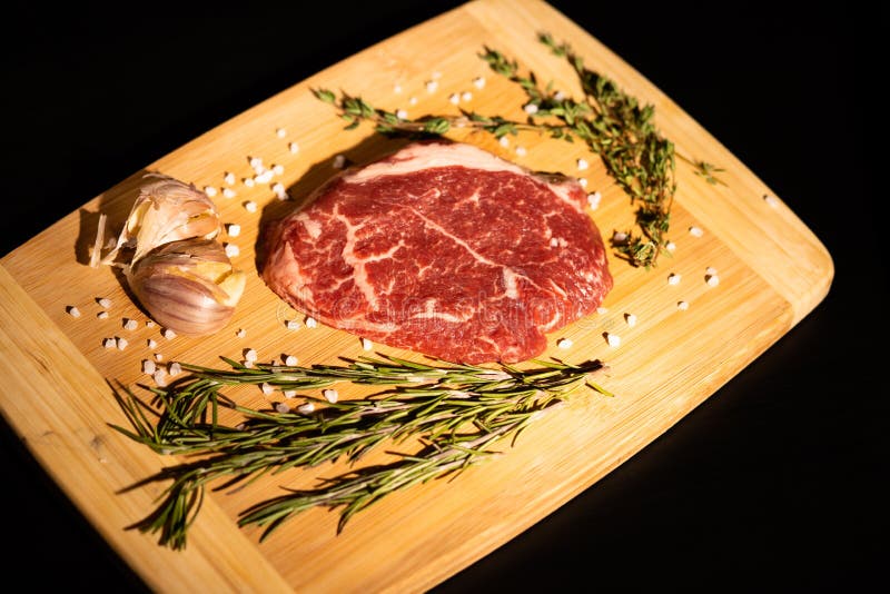 Raw Marbled Fresh Beef Steak Stock Image - Image of sirloin, veal ...