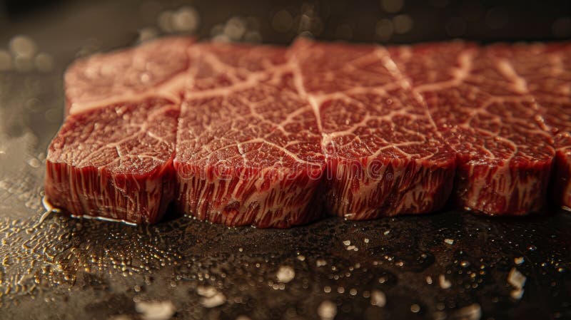 Raw Marbled Ribeye Steaks on a Surface Stock Photo - Image of seasoning ...