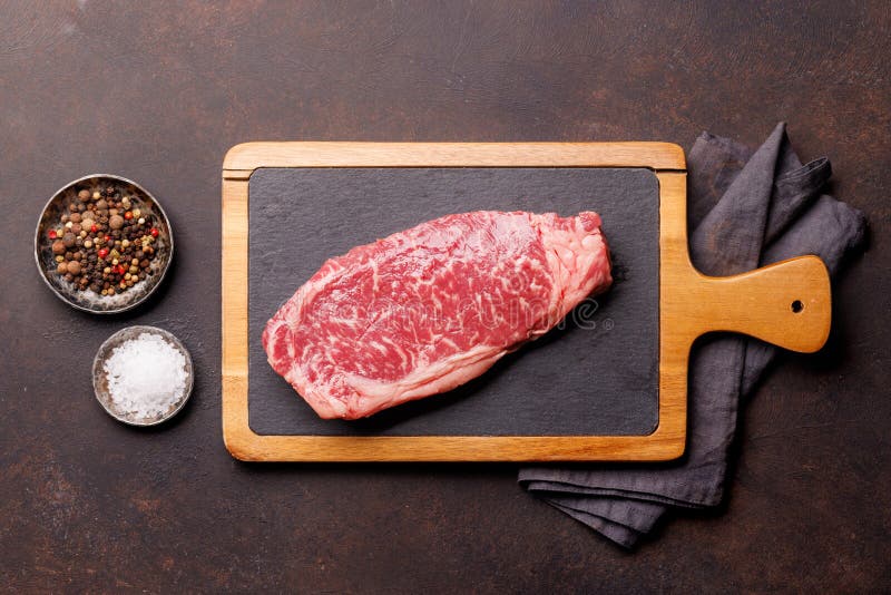 Raw Marbled Striploin Steak, Fresh, Rich, Ready for Cooking Stock Photo ...