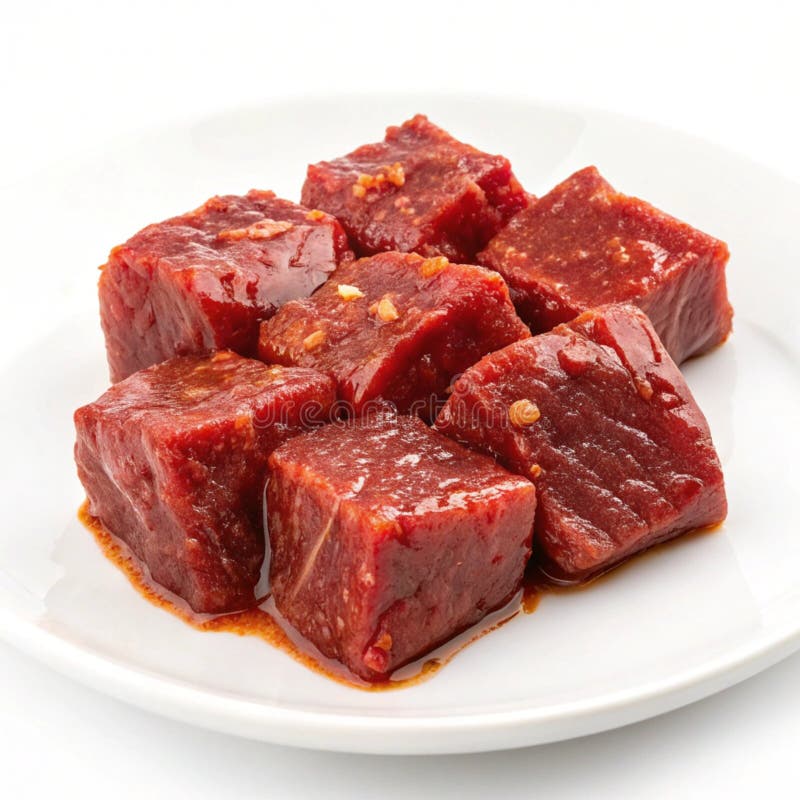 Beef Cubes Isolated on White Background Stock Illustration ...