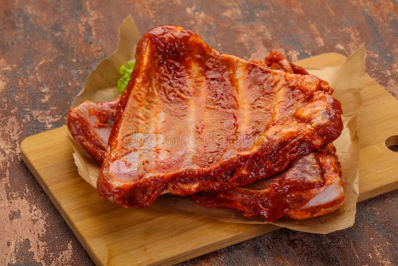 Raw marinated pork ribs stock image. Image of roast - 157134841