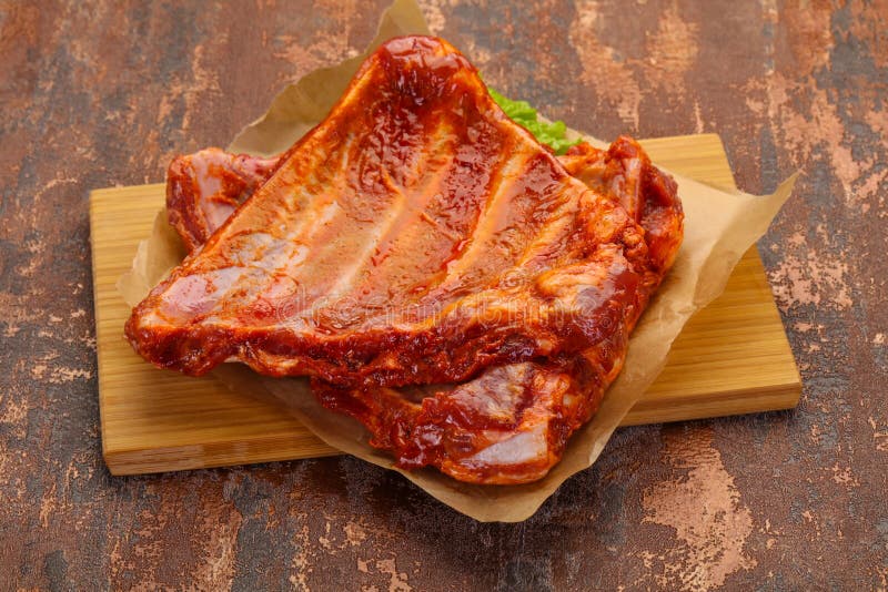 Raw marinated pork ribs stock image. Image of ribs, chop - 183078581