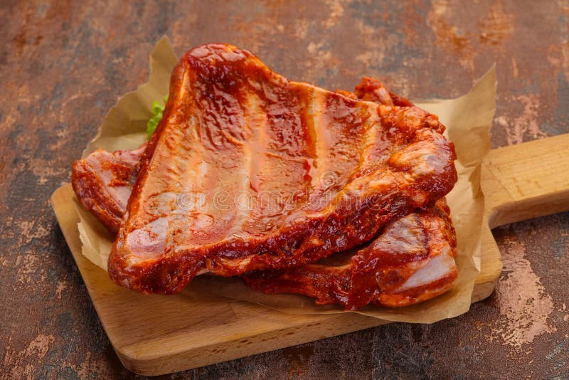 Raw marinated pork ribs stock photo. Image of tasty - 181797398