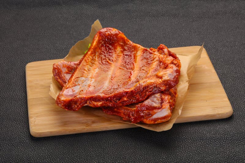 Raw marinated pork ribs stock image. Image of tasty - 183961749
