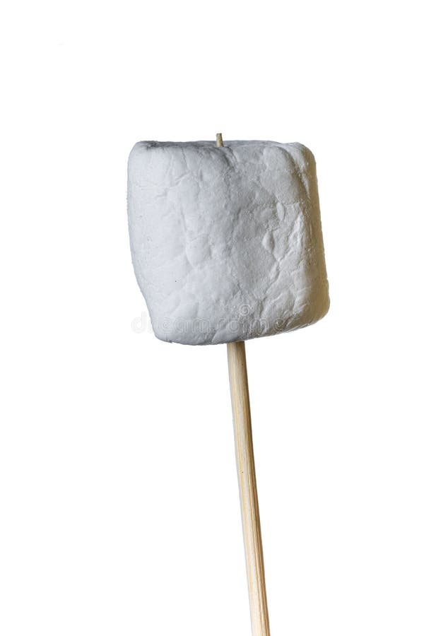 Raw marshmallow on a stick stock image. Image of fluffy - 304625981