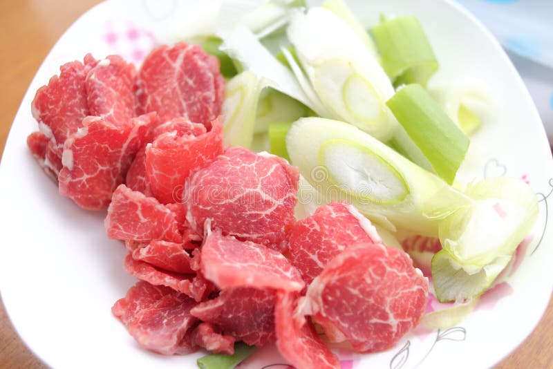 Quick-fried Beef with Scallions Stock Image - Image of dinner, butcher ...