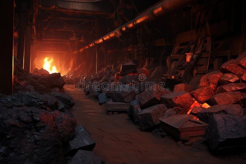 Raw Materials of Iron Ore and Coal Ready for Smelting Stock Photo ...