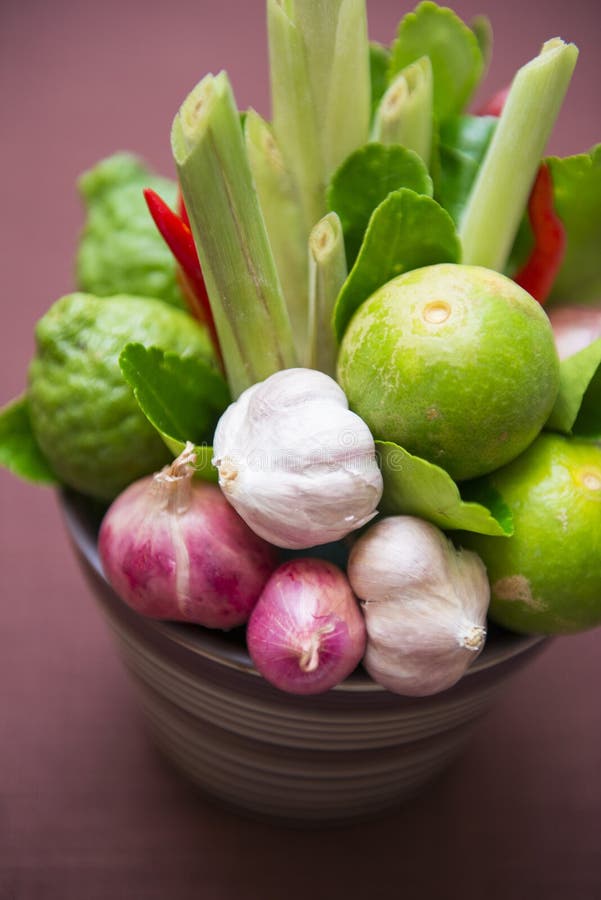 Raw Materials for Making Shrimp Soup Stock Photo - Image of lime ...