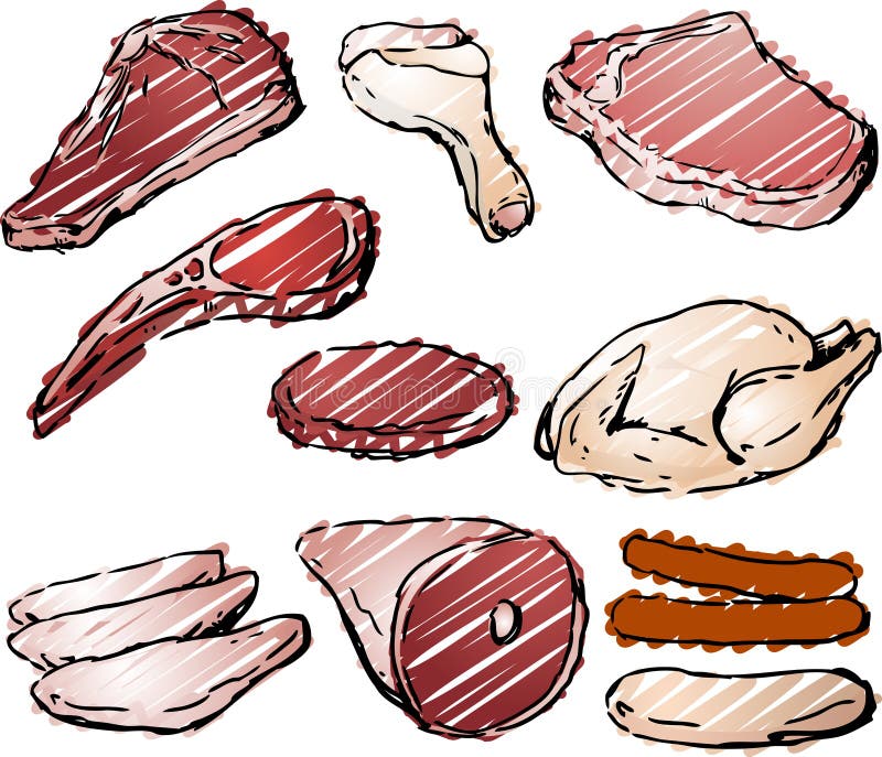 Vector Collection of Hand Drawn Food Illustration.Top View Design ...