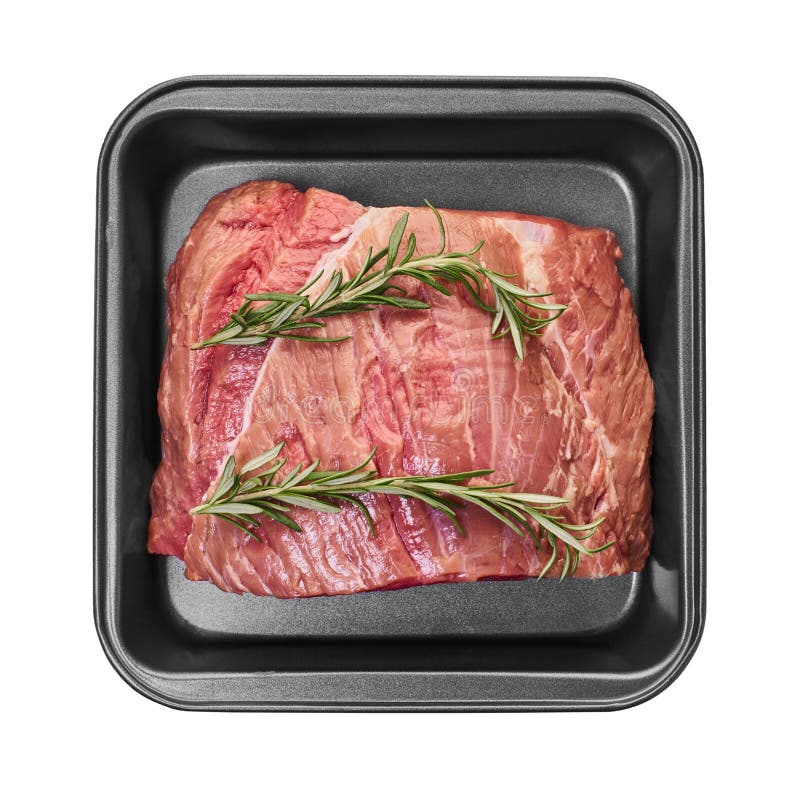 Raw meat in a baking sheet stock image. Image of beefsteak - 164716573
