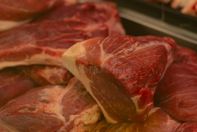 Raw Meat for Barbecue in a Shop Window Stock Image - Image of product ...