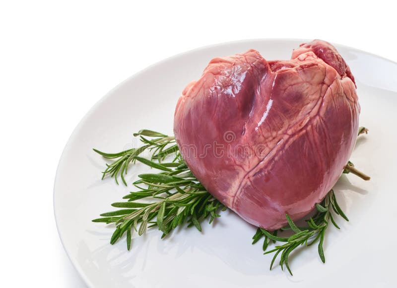 Raw Meat, Beef Heart with Rosemary Stock Photo - Image of macro ...
