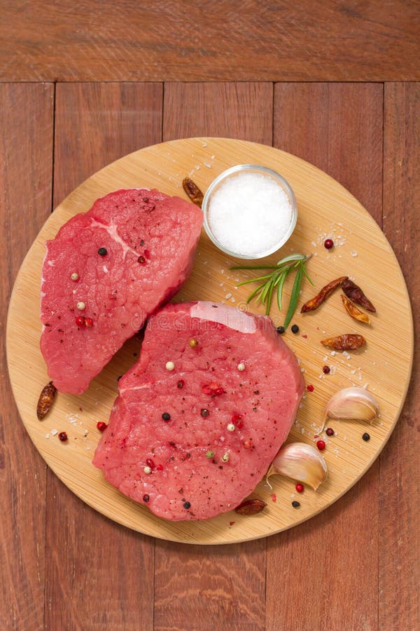 Raw Meat with Black and Pink Pepper Stock Image - Image of butcher ...