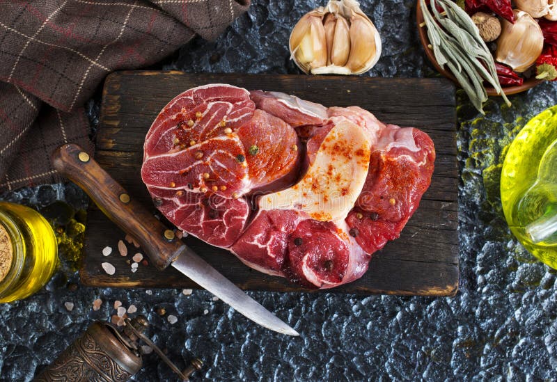 Raw Meat on Board, Meat with Spice Stock Image - Image of steak ...