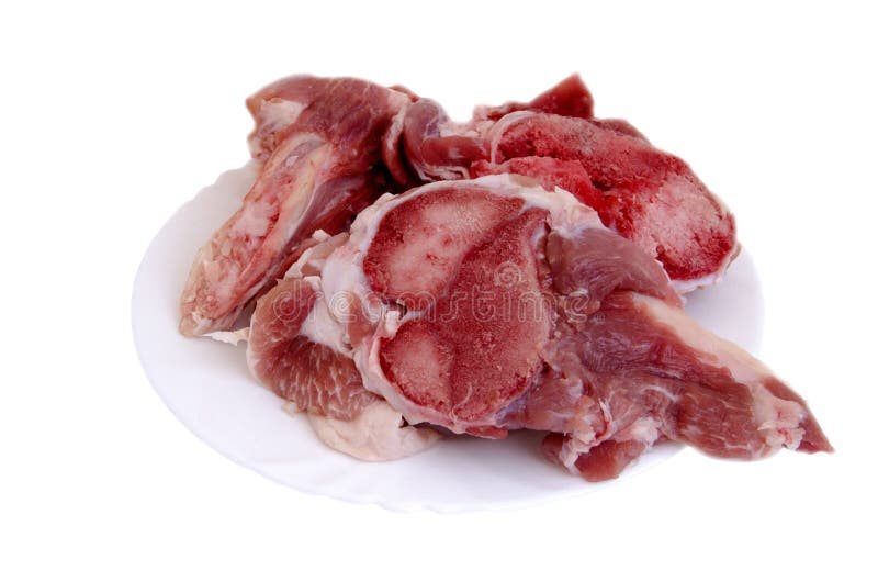 Raw Meat on Bones in a Plate Stock Image - Image of cuisine, ingredient ...