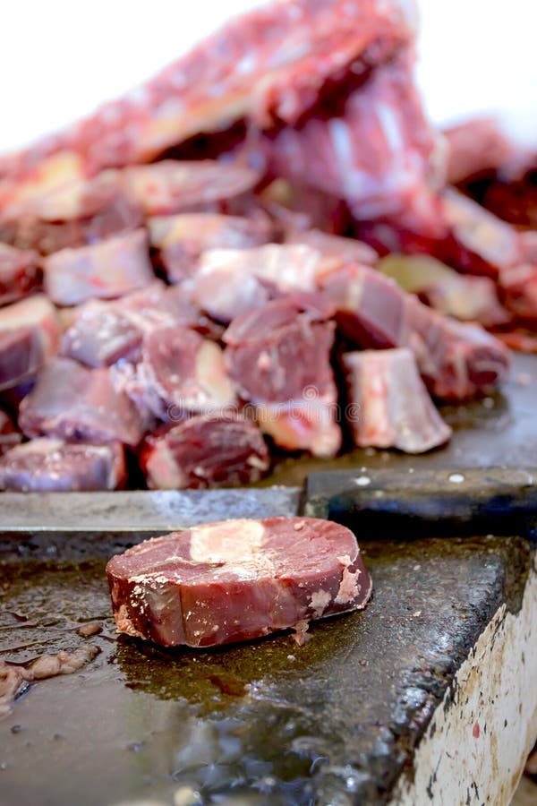 Raw meat in a butchery stock photo. Image of steak, buffalo - 186217620