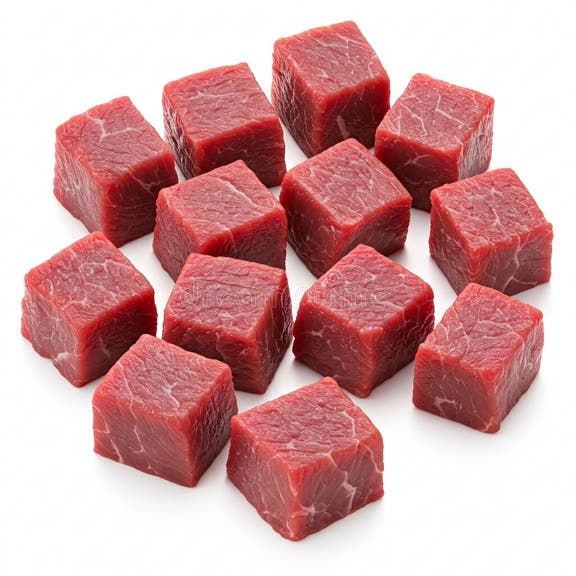 Raw Meat Cubes with Marbling Texture, Creating an Appetizing Image ...