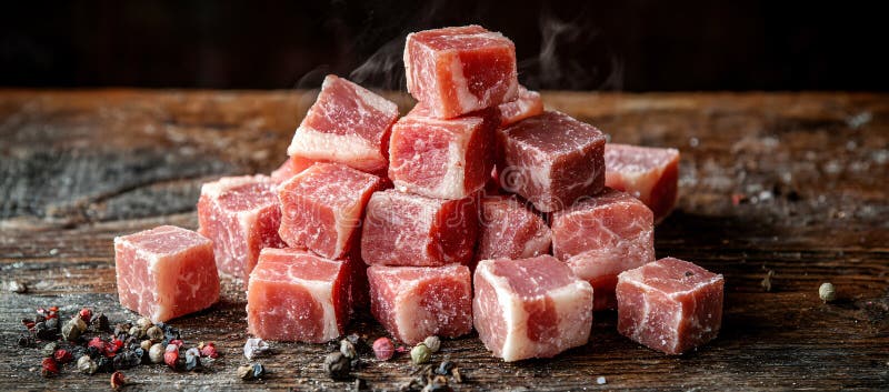 Meat cubes stock image. Image of parsley, board, fresh - 16555709